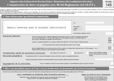 Cómo rellenar el modelo 145, apartados básicos